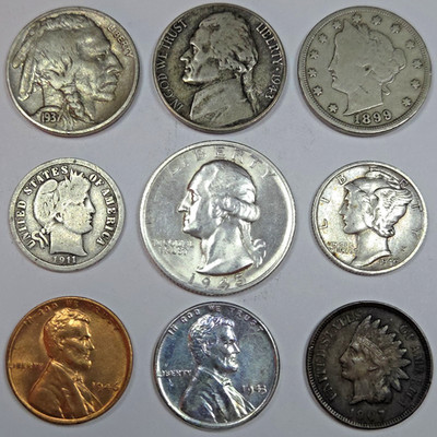 Old Obsolete US Coin Collection With 4 Silver & Uncirculated 9 Coin Set ...
