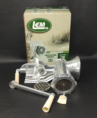 LEM #10 MEAT GRINDER Stainless Steel Heavy-duty Clamp-on Manual Hand ...