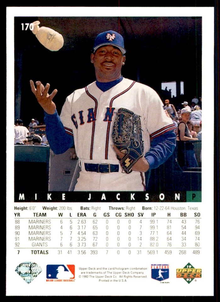 1993 Upper Deck: Mike Jackson Baseball Cards #170 | eBay