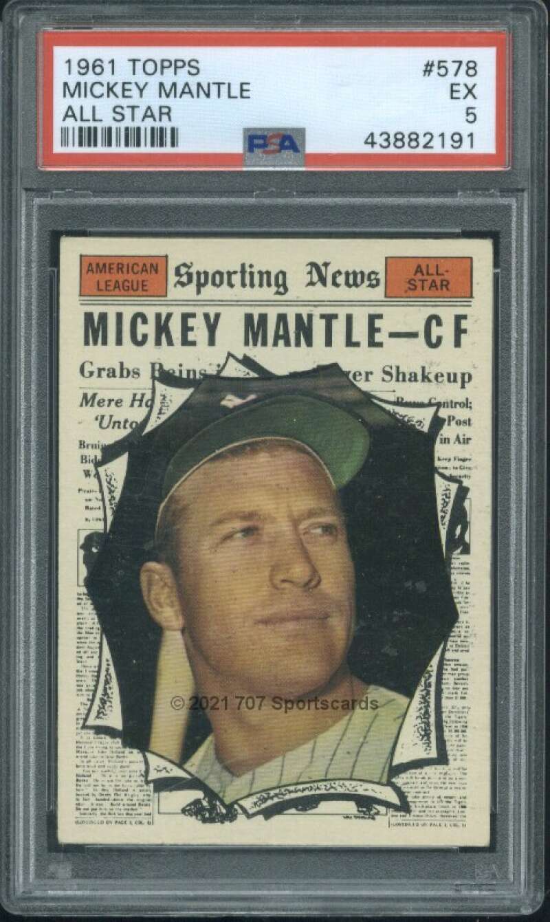 1961 Topps #578 Mickey Mantle PSA 5 Yankees AS (2191) | eBay