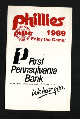 Philadelphia Phillies--1989 Pocket Schedule--First Pennsylvania Bank | eBay