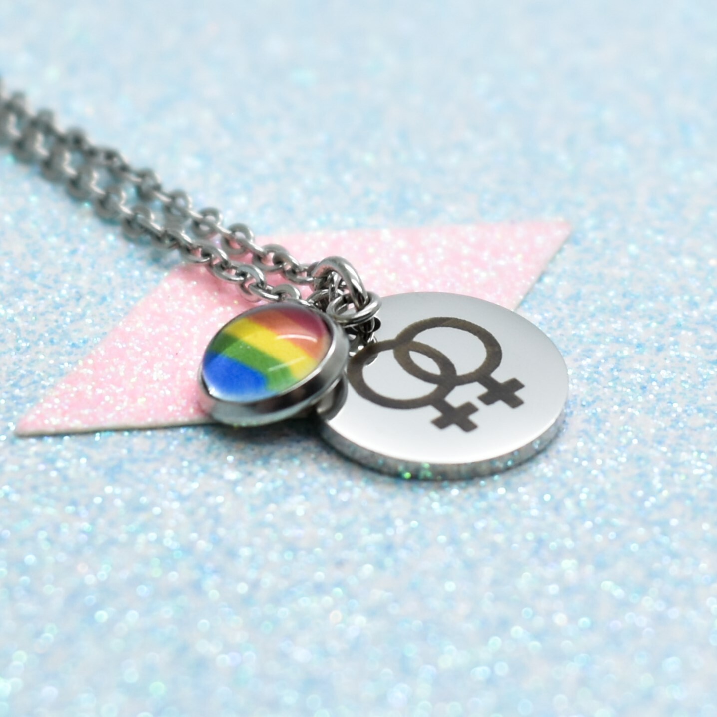 Symbolic Rainbow Lesbian Pride Necklace, LGBTQ+ Pride Jewellery ...