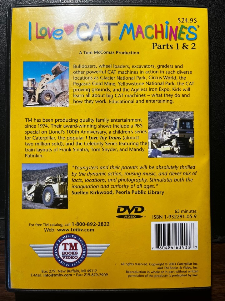 I Love CAT Machines Parts 1 and 2 Very Good DVD Tom McComas Production ...