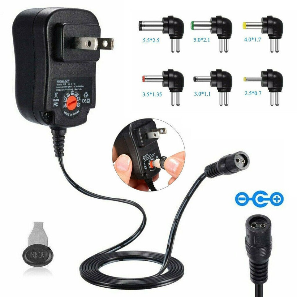 AC/DC Adapter Switching Power Supply w/ 6 Selectable Plugs 3/4.5/5/6/7 ...