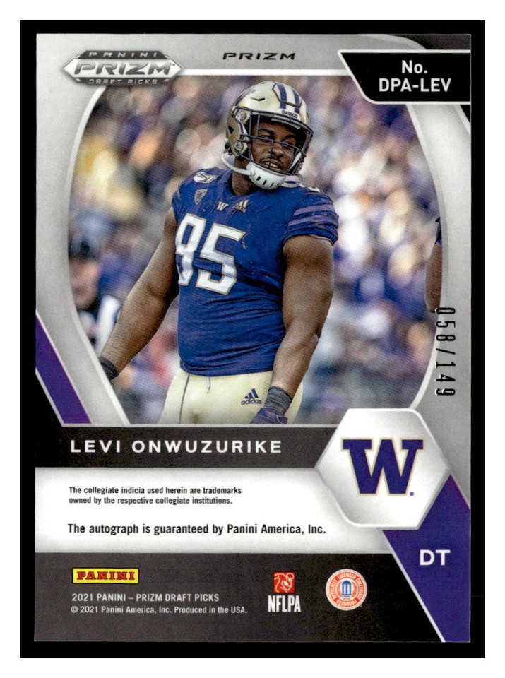 LEVI ONWUZURIKE 2021 PRIZM DP BLUE AUTOGRAPH /149 AUTO | eBay