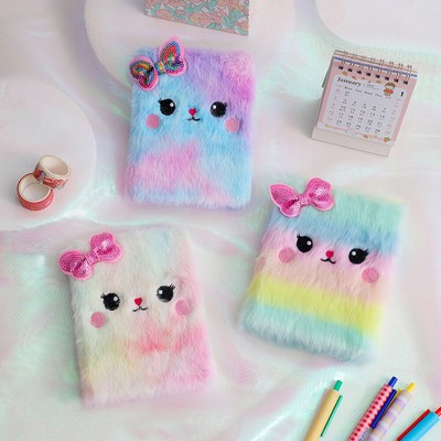 Cute Plush Cute Bow Notepads Notebook Fluffy Diary Stationery Handbook ...