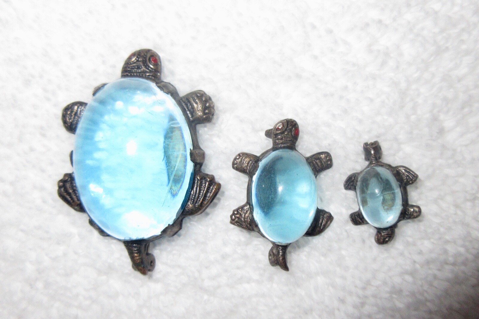 Antique Turtle Blue Jelly Belly Pin Lot 3 Family Art … - Gem