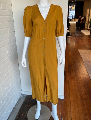 Emerson Fry Bea Dress Mustard Yellow Cotton Size XS | eBay