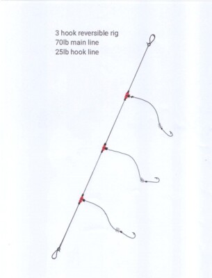 4 X Three reversible hook flapper sea fishing rig made with No2 circle ...
