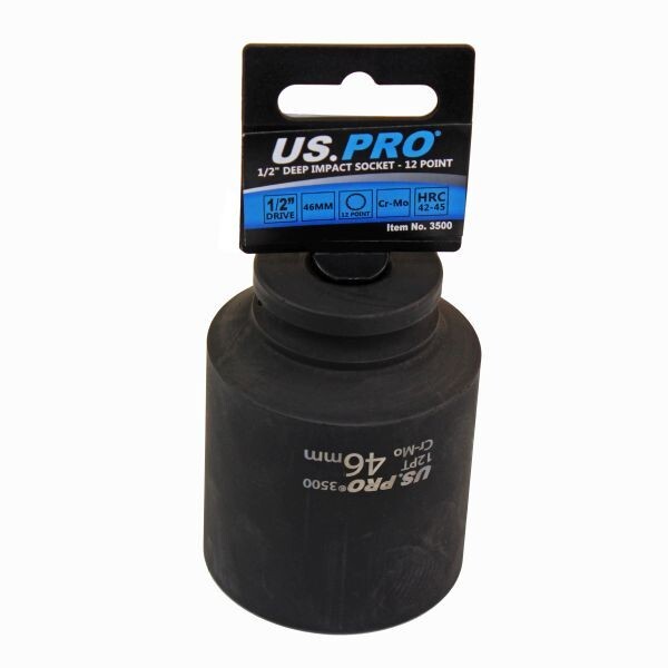 US PRO TOOLS 46mm 1/2" dr 12 Point Deep Impact Socket 85mm Long 3500 ...