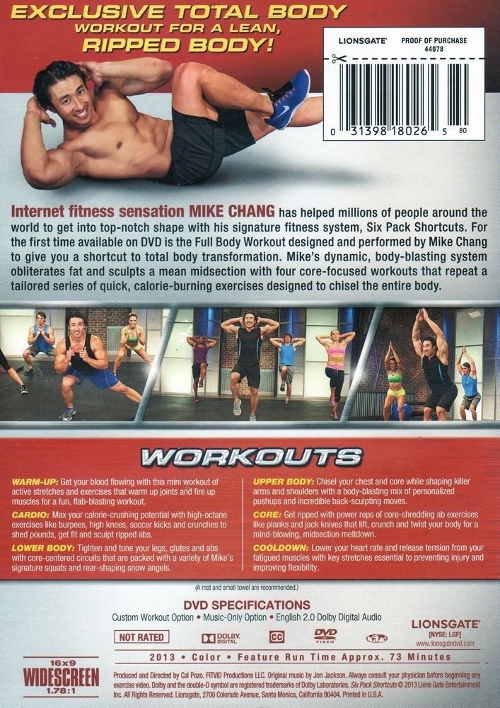 MIKE CHANG SIX PACK SHORTCUTS THE TOTAL BODY WORKOUT DVD NEW SEALED ...