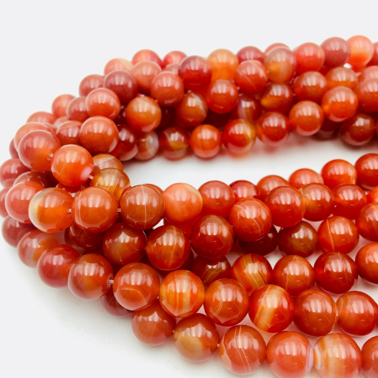 Natural Red Stripe Agate Smooth Round Beads 6mm 8mm 10mm 12mm Approx 15 ...