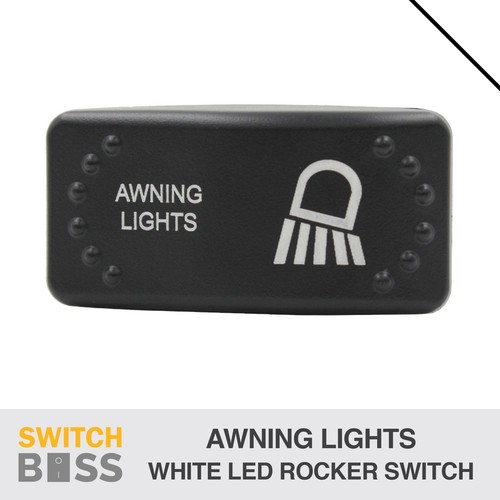 Awning Lights LASER ETCHED Horizontal Rocker Switch White LED 12v 24v ...