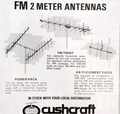 1975 Cushcraft FM 2 Meter Antennas Advertisement Electronics Vintage ...