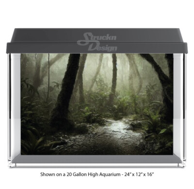 Mysterious Green Forest Polyester Fish Tank Glass Backdrop Aquarium ...