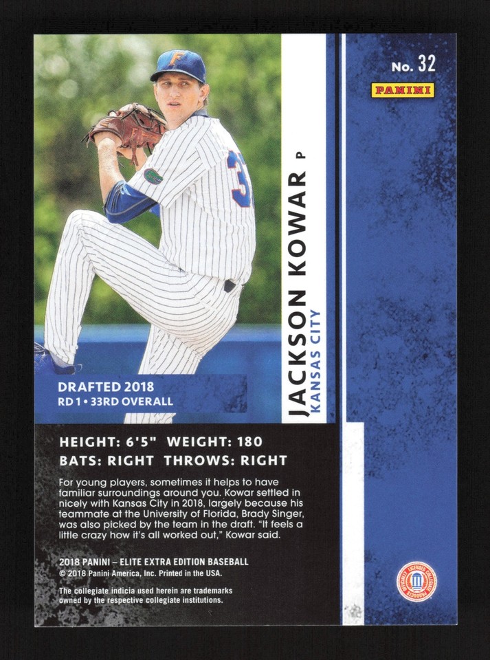 2018 Panini Elite Extra Edition /999 Jackson Kowar #32 Kansas City Royals | eBay