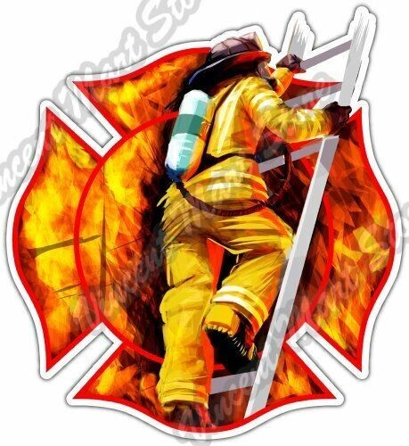 Fireman Ladder Firefighter Flame Fire Car Bumper Vinyl Sticker Decal 4. ...
