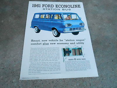 VINTAGE AD SHEET #3636 - 1961 FORD ECONOLINE STATION BUS | eBay