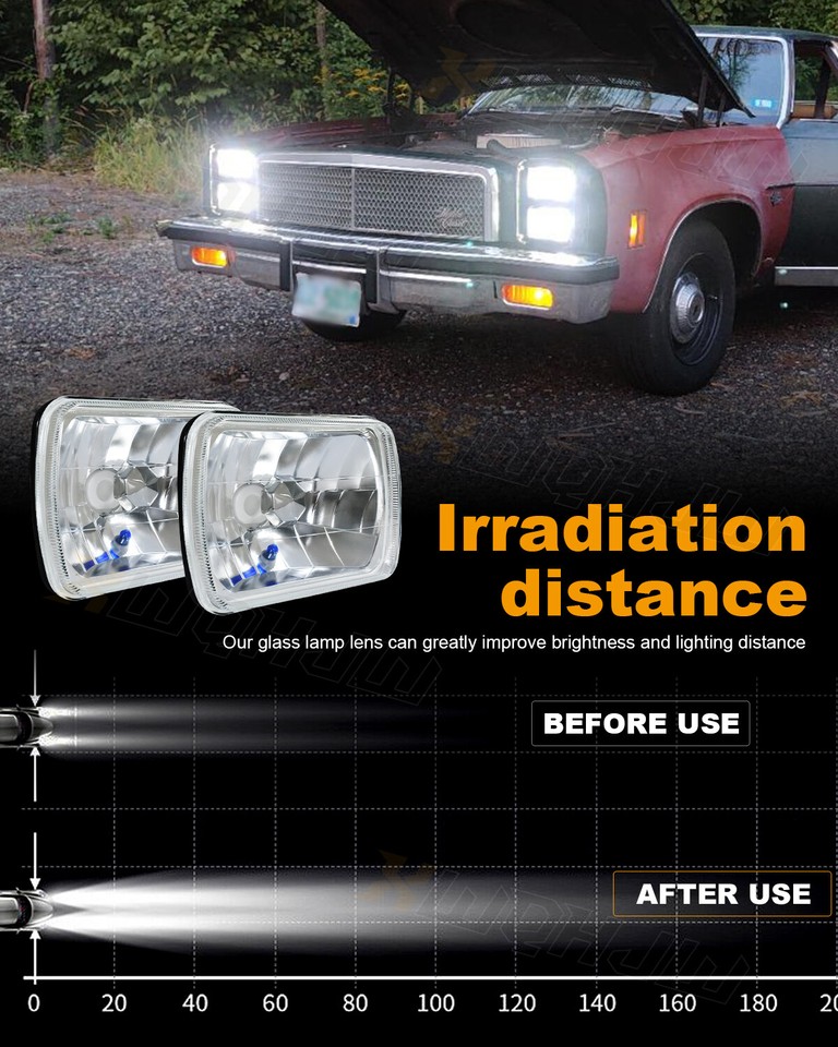 Fit Chevrolet C10 C20 C30 1981-86 Projector 7x6" LED Headlight Hi/Lo ...