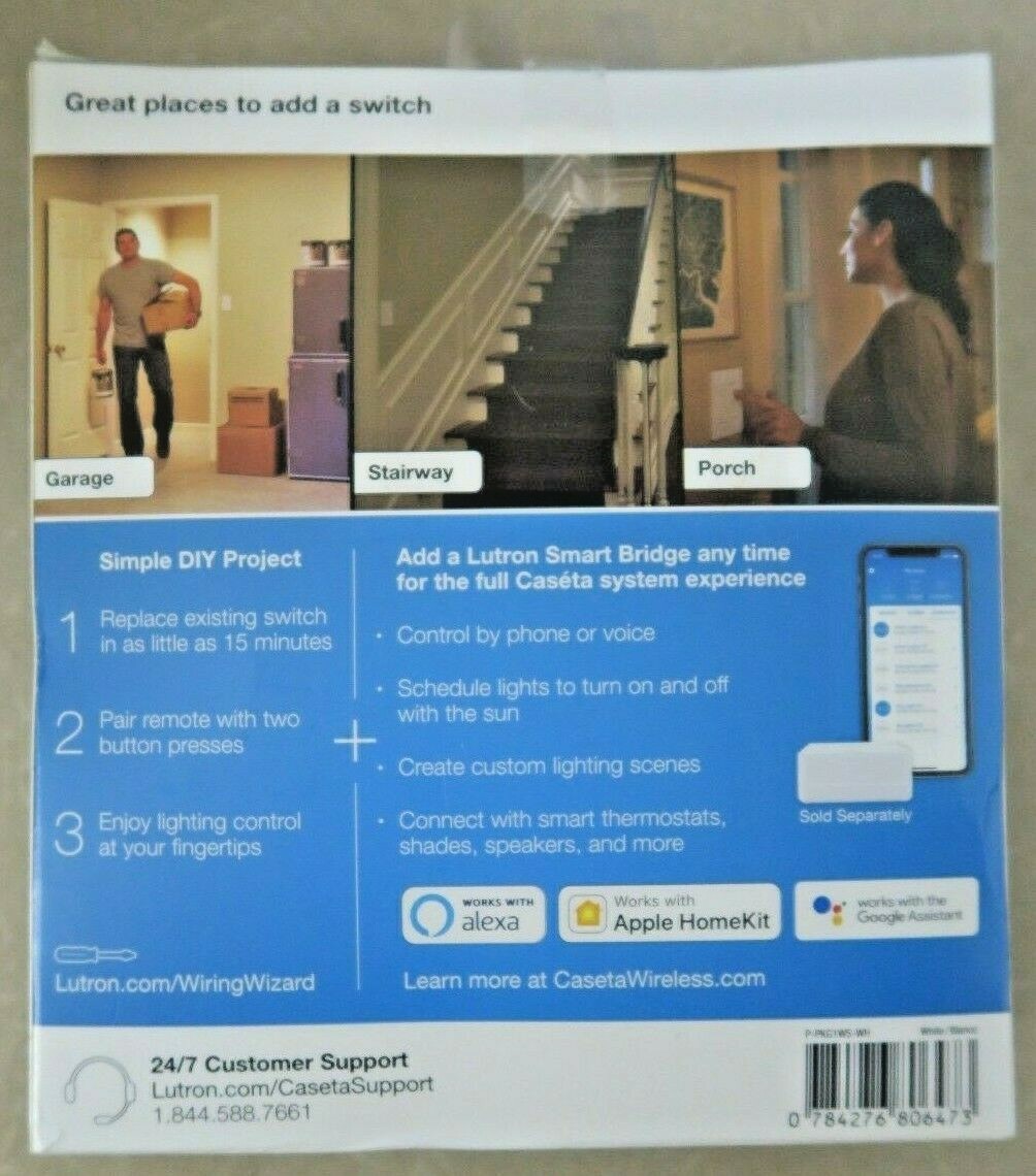 Lutron P-PKG1WS-WH Caseta Smart Switch Kit with Remote - White for sale ...