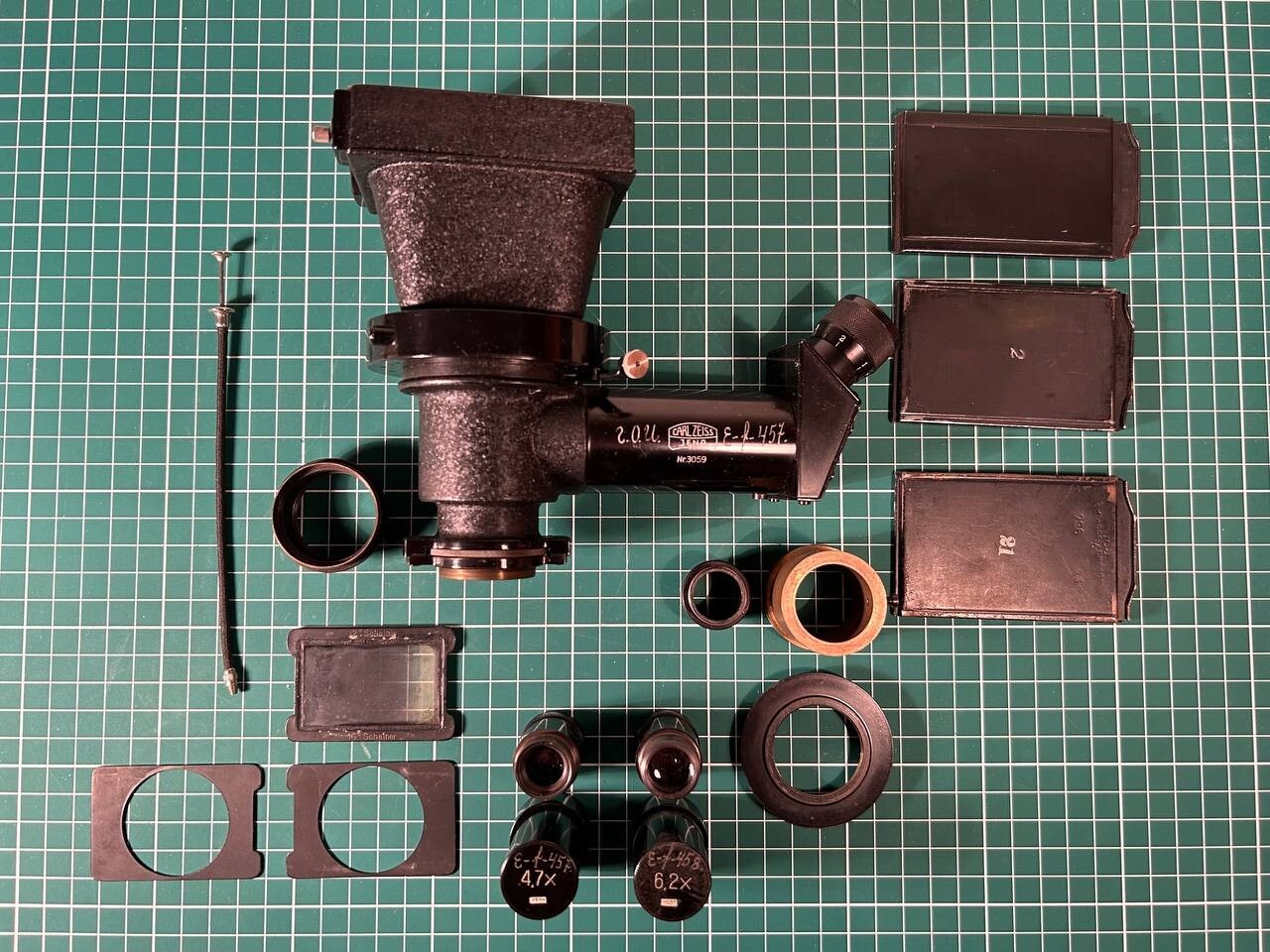 Carl Zeiss Jena Fotographisches Okular "Phoku" mit originaler Holzkiste ...