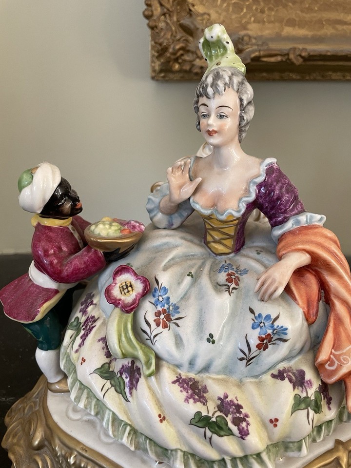 Dresden Porcelain Figurine Rococo Lady With A Footman German 19th/20th ...