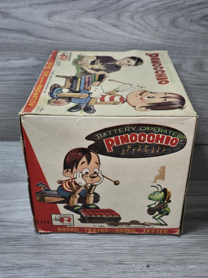 1962 Vintage Rosko Pinocchio Tin Battery Operated Toy Rosco Nomura ...