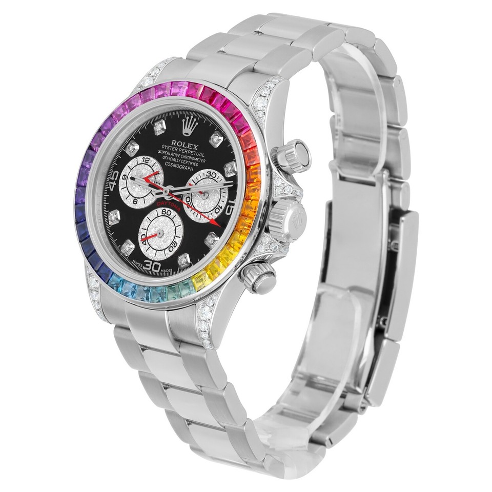 Rolex Cosmograph Daytona Stainless Steel Rainbow Diamond Watch 116520 ...