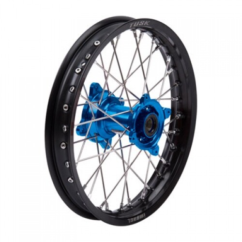 Tusk Impact Complete Wheel - Rear 16 x 1.85 Black Rim/Silver Spoke/Blue ...