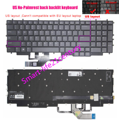 black No-Palm-rest US Backlit Keyboard For Dell G7 17 7700, G7 7700 ...