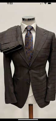 Brown plaid super 180 wool suit | eBay