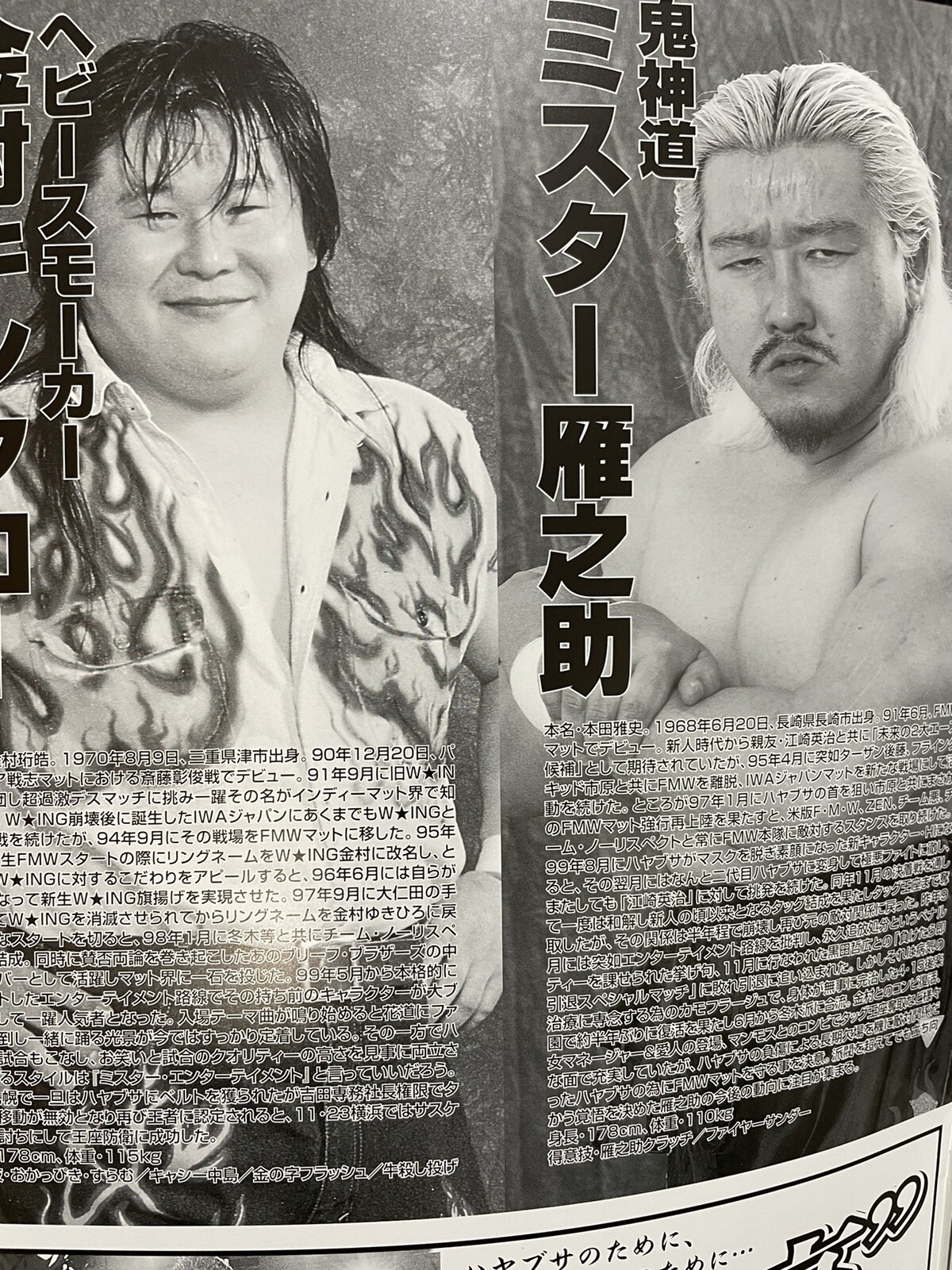 FMW 2001-2002 Official Program Kodo Fuyuki Mr.Gannosuke Masato Tanaka ...