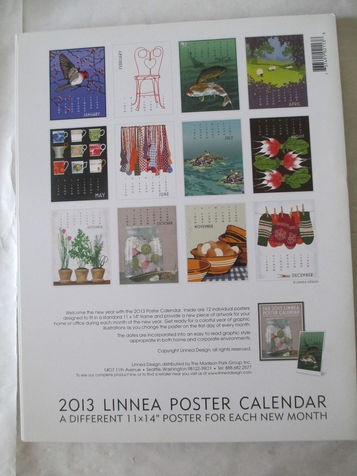Linnea 2013 poster calendar complete Johanna Riley | eBay