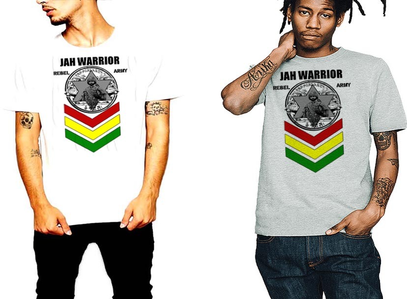 Reggae T-Shirt Jah Warrior Haile Selassie I Jah Rebel Army Rastafarian ...