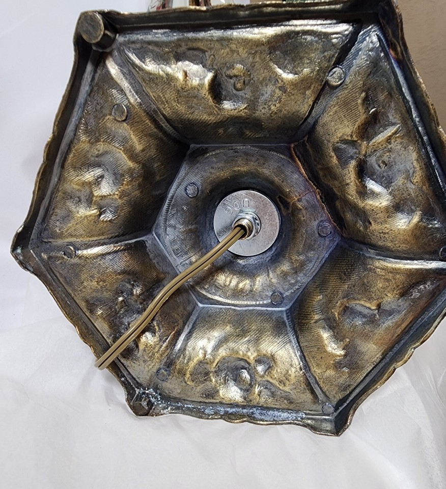 Set of 2 Vintage St. Clair Paperweight Lamps Pink and Blue/Brass Base ...