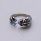 S925 Sterling Silver Vintage Enamel Lucky Carp Ring Blue & Purple ...