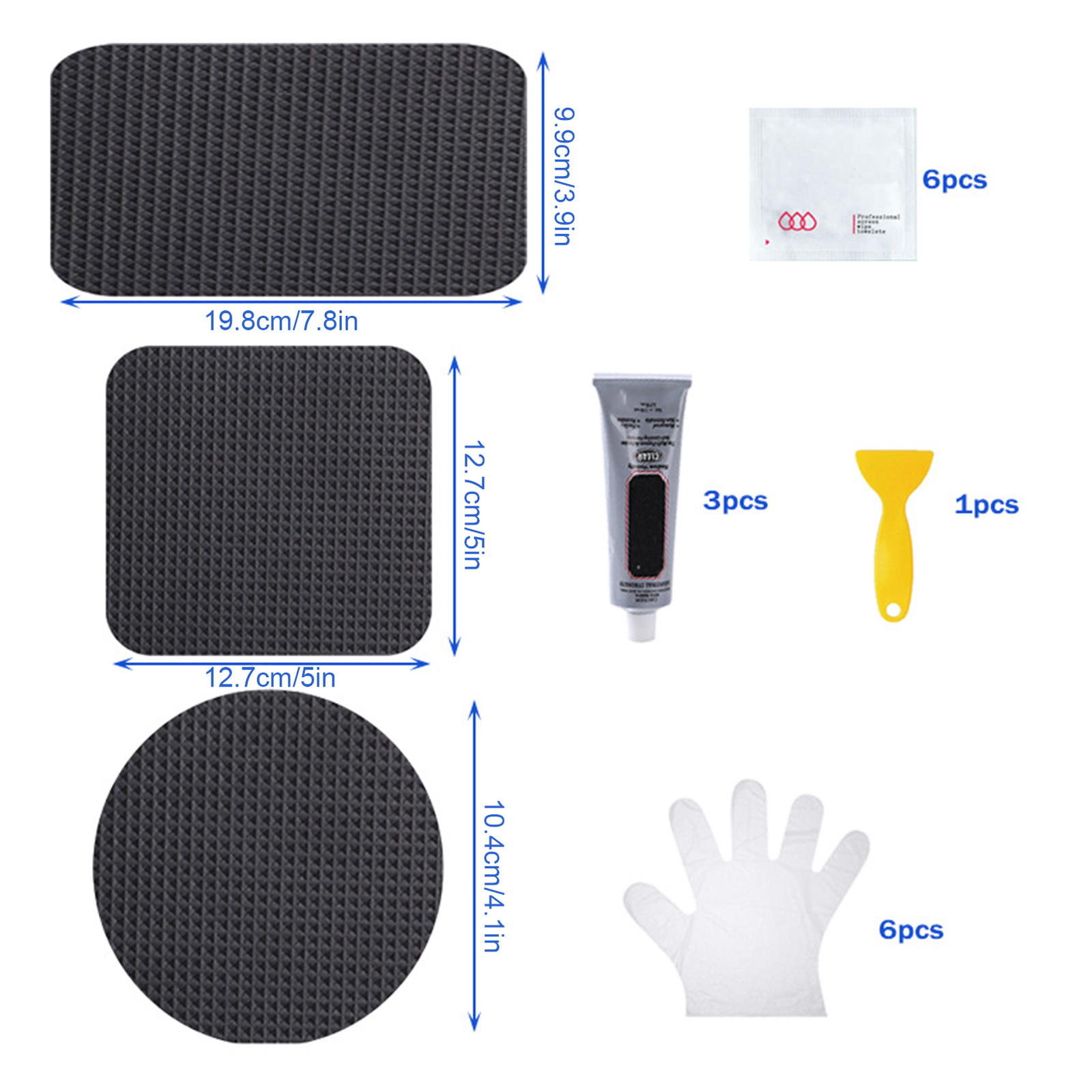 Trampoline Mat Repair Kit Repair Holes & Tears with Glue Scraper Gloves ...