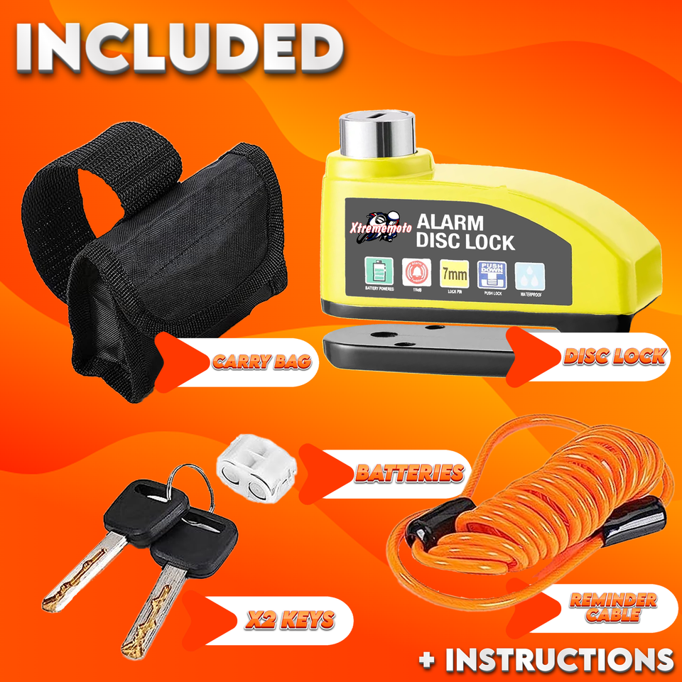 Alarm Motorbike Disc Lock Brake Scooter Motorcycle Cycle Bike Security ...
