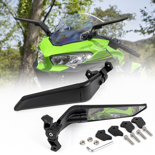 Pair Rotate Wind Wing Side View Mirrors For 2018-2024 Kawasaki Ninja ...
