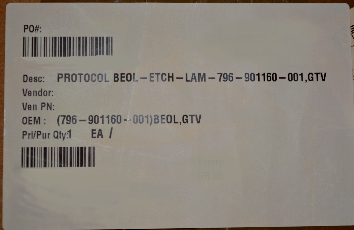 796-901160-001 / PROTOCOL BEOL-ETCH-LAM-2300-796-901160-001 / VAT | eBay