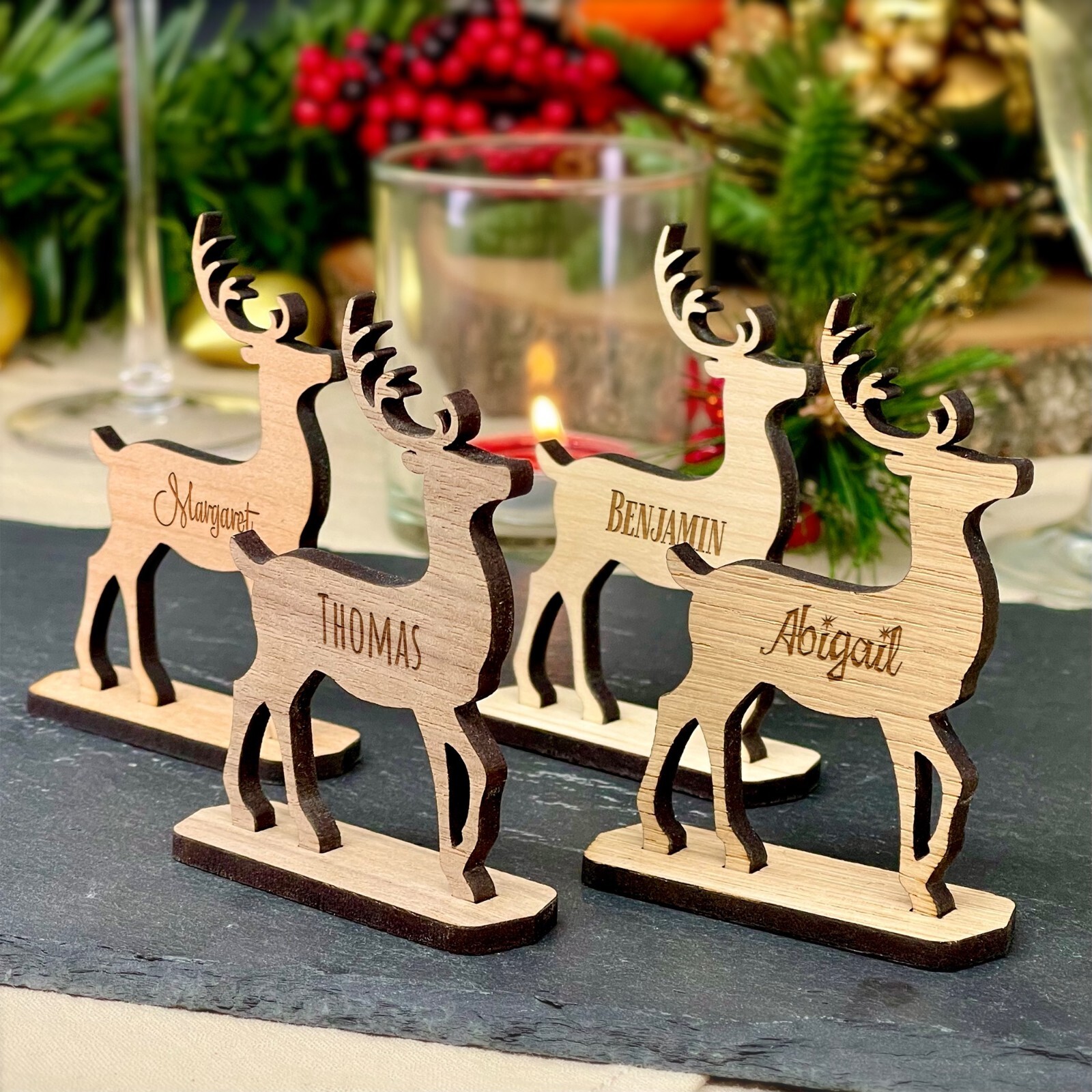 Personalised Reindeer Place Names - Wooden | Grelly UK