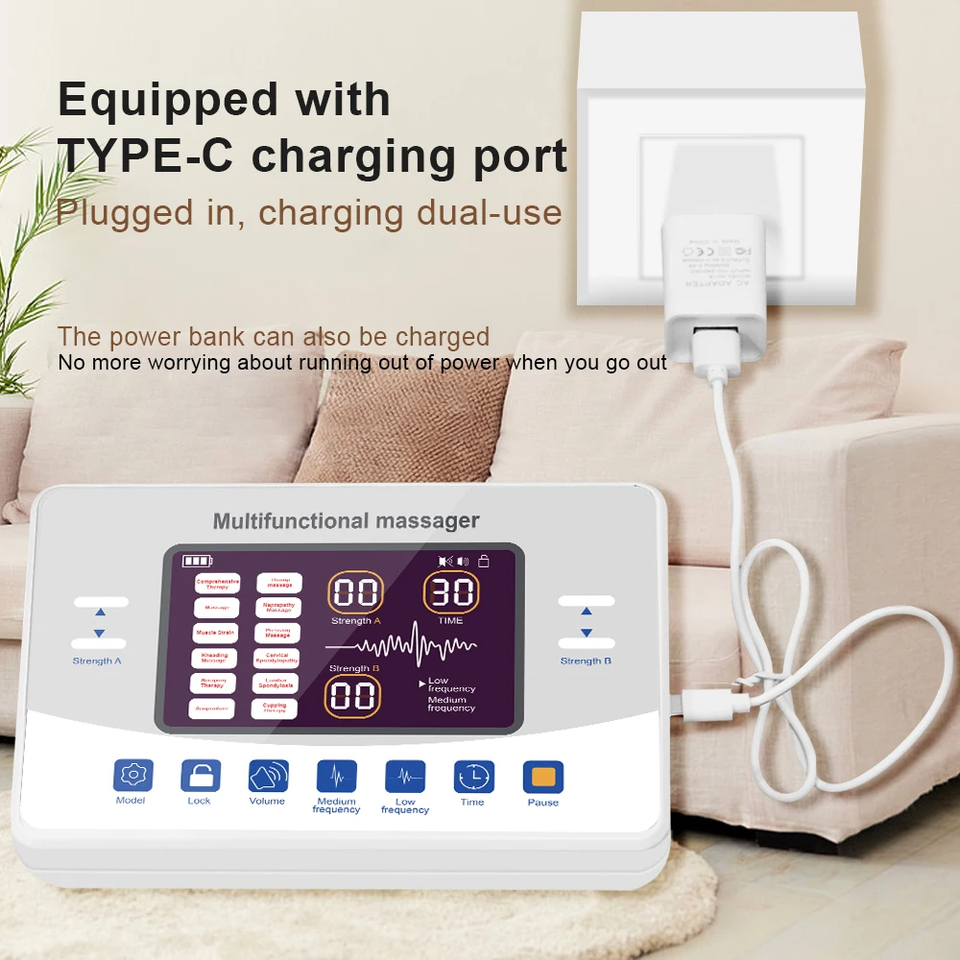 Multifunctional TENS EMS Massage Machine Muscle Stimulator Dual Channel Pulse | eBay