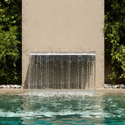 600mm Stainless Steel Waterfall WATER BLADE Cascade 130mm Spout Pond ...