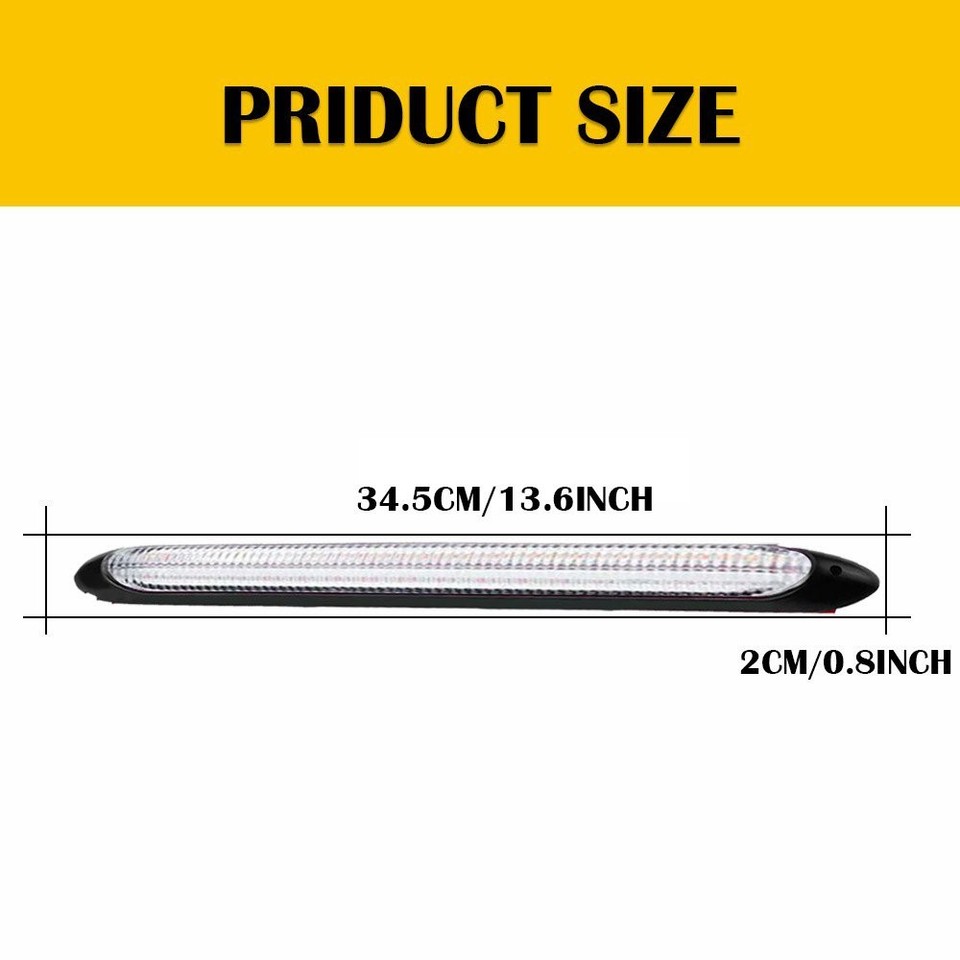 2x 34.5CM Slim Amber Sequential Flexible LED DRL Turn Signal Strip For ...