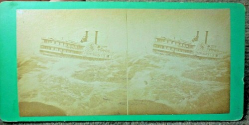 Antique c1880's Stereoview Steamer Corinthian Side Wheeler by J G Parks ...