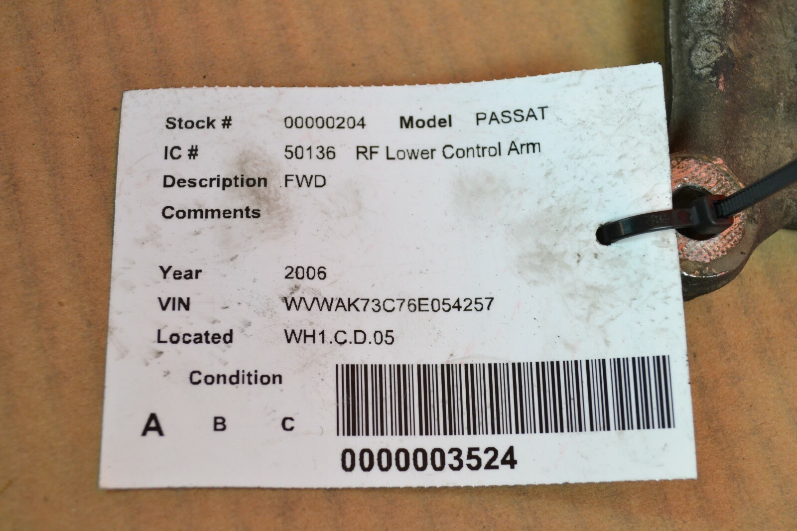 VW B6 PASSAT 2.0T Passenger Lower Control Arm 3C0 407 151E | eBay