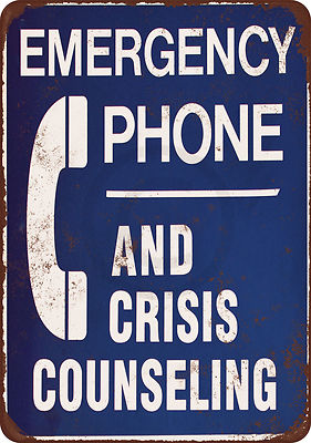 Emergency Phone and Crisis Counseling Vintage Reproduction Metal Sign ...