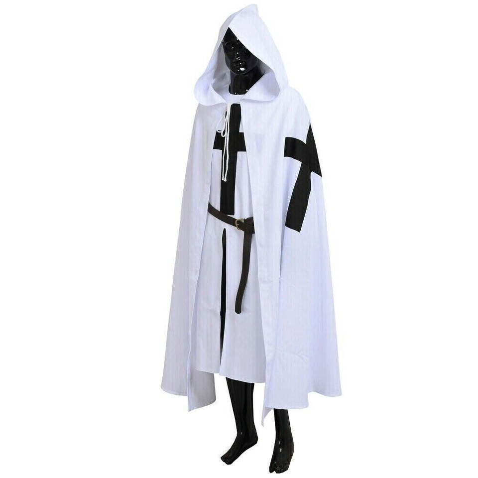 Medieval Teutonic Knight White Tunic & Cloak Renaissance Best Halloween ...