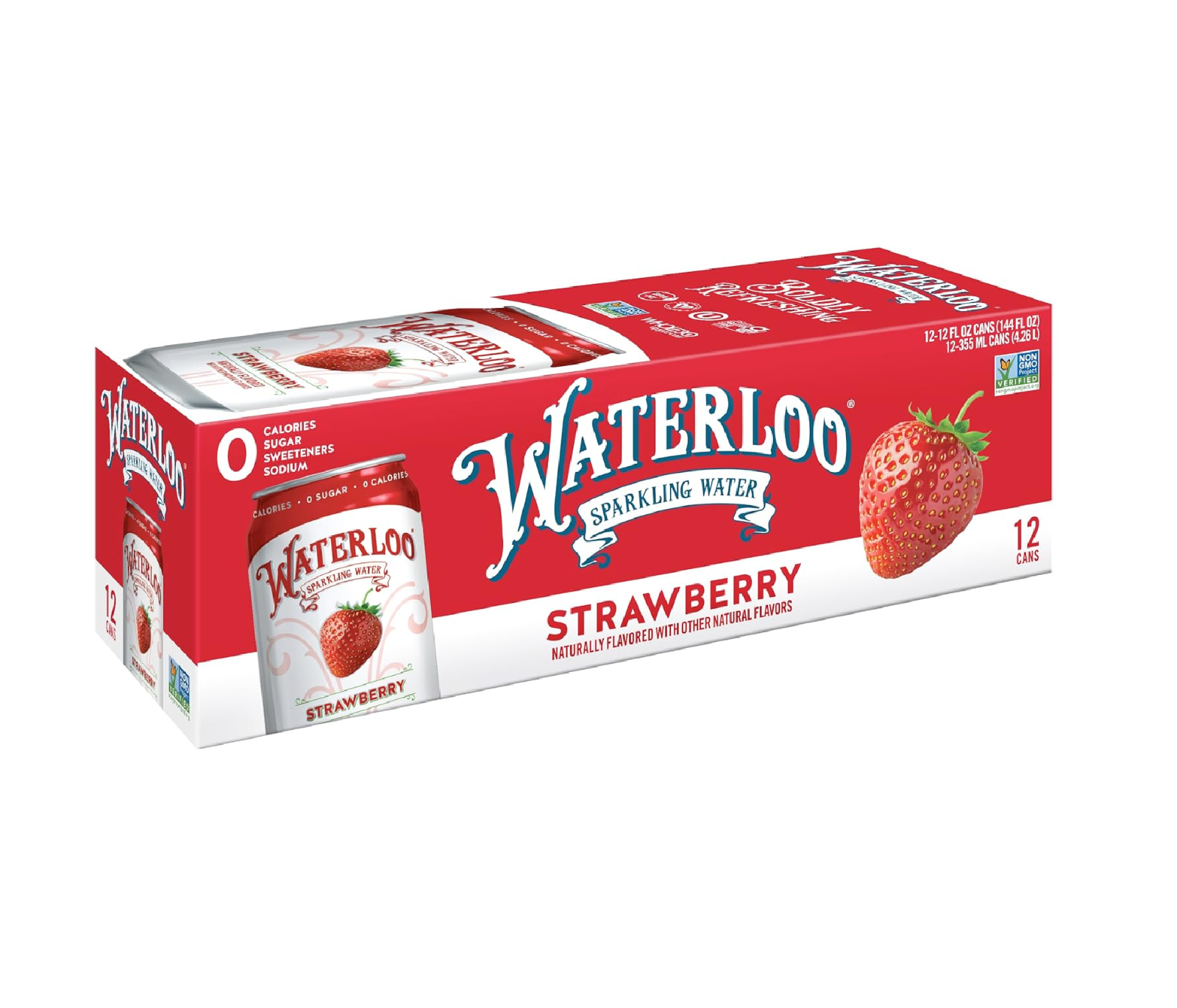 Waterloo Sparkling Water Strawberry Naturally Flavored 12 Fl Oz Cans ...