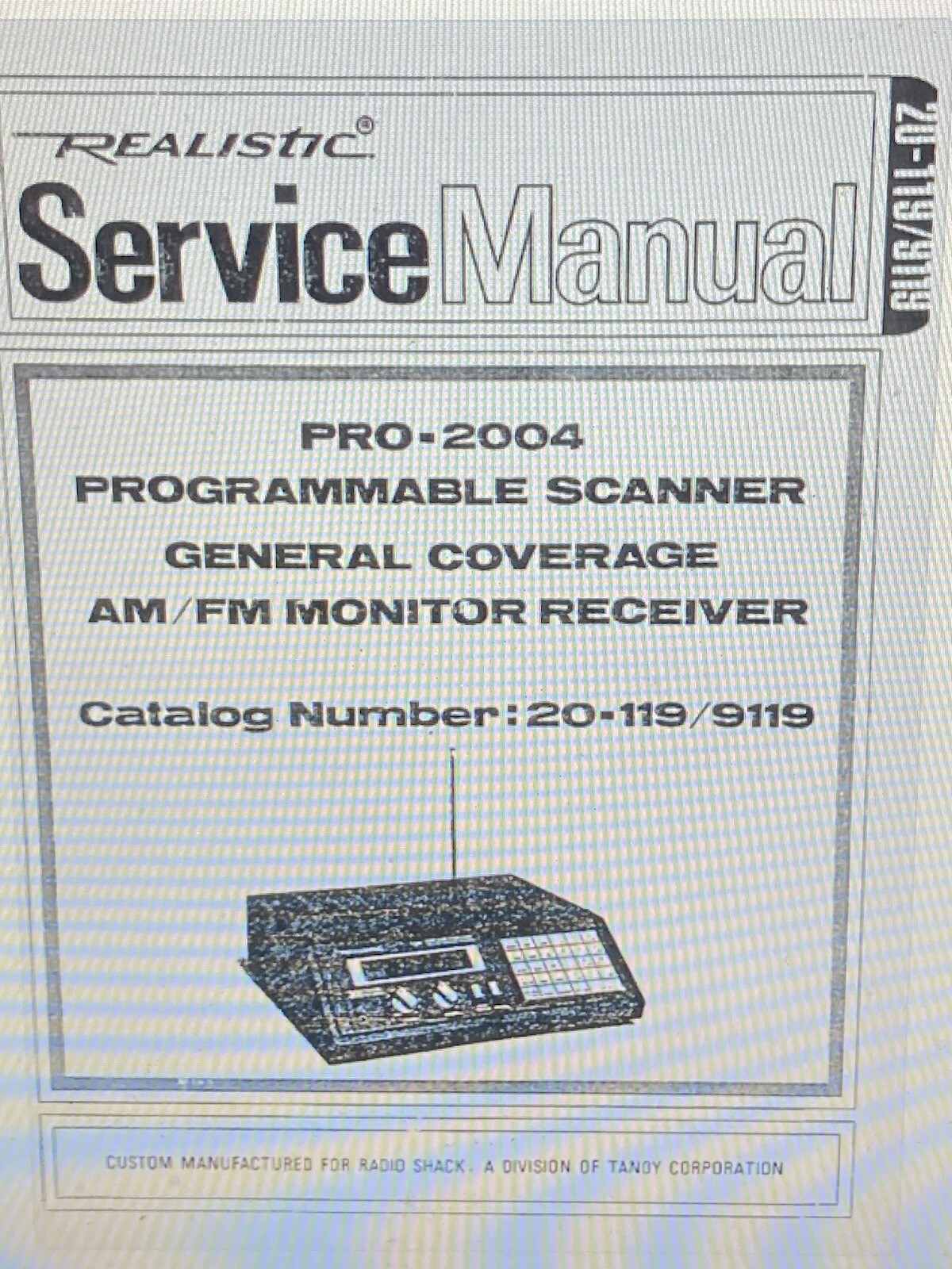 Realistic Pro-2004 Scanner Service Manual Digital | eBay